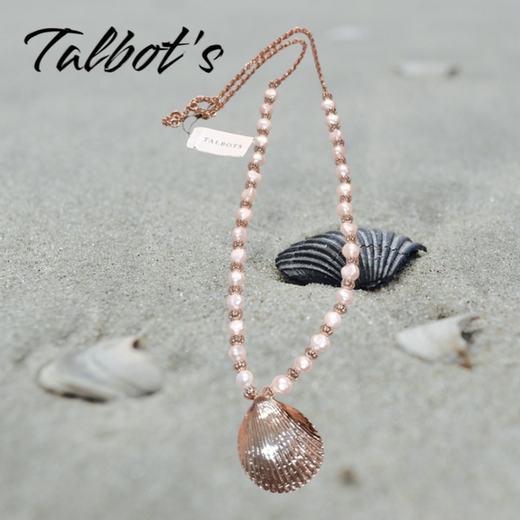 Talbots | Jewelry | Nwt Talbots Gold Seashell Pearl Necklace | Poshmark
